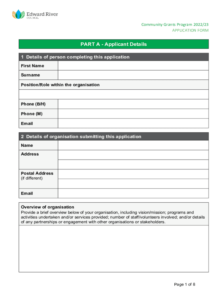 Fillable Online community-grants-program-2022-23-application-form ...