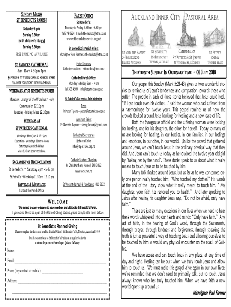 Fillable Online St BenedictS PariSh Fax Email Print - pdfFiller
