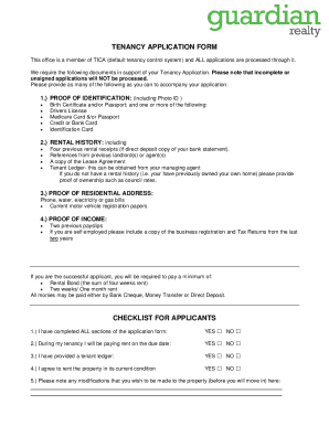 Fillable Online This office is a member of TICA (default tenancy ...