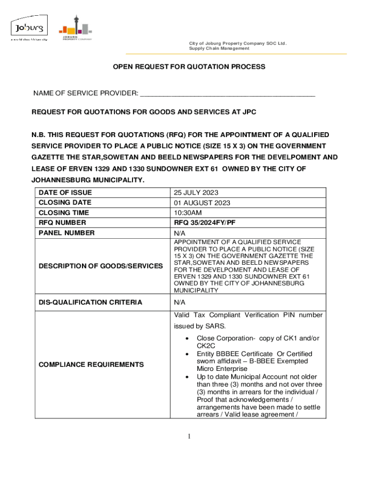Fillable Online jhbproperty co SERVICE PROVIDER TO PLACE A PUBLIC ...