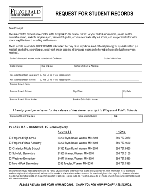 Fillable Online fitz k12 mi STUDENT ENROLLMENT FORMREQUEST TO ... Fax Email Print - pdfFiller