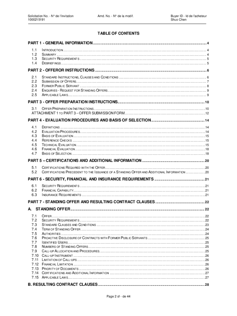 Fillable Online TABLE OF CONTENTS PART 1 - GENERAL INFORMATION ...