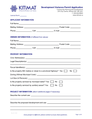 Fillable Online Development Variance Permits Application Process Fax ...