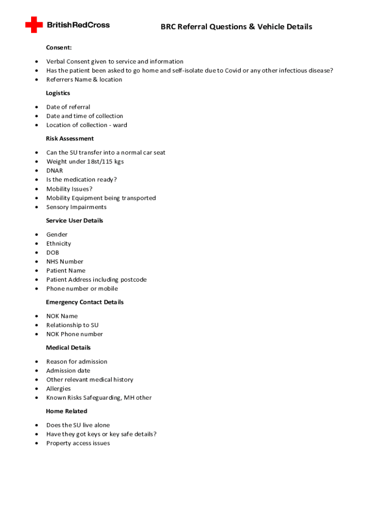 Fillable Online BRC Referral Questions & Vehicle Details Fax Email ...