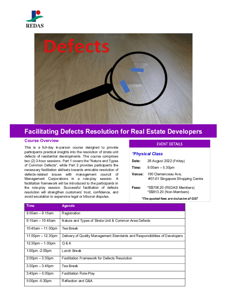 Fillable Online Facilitating Defects Resolution for Real Estate ...