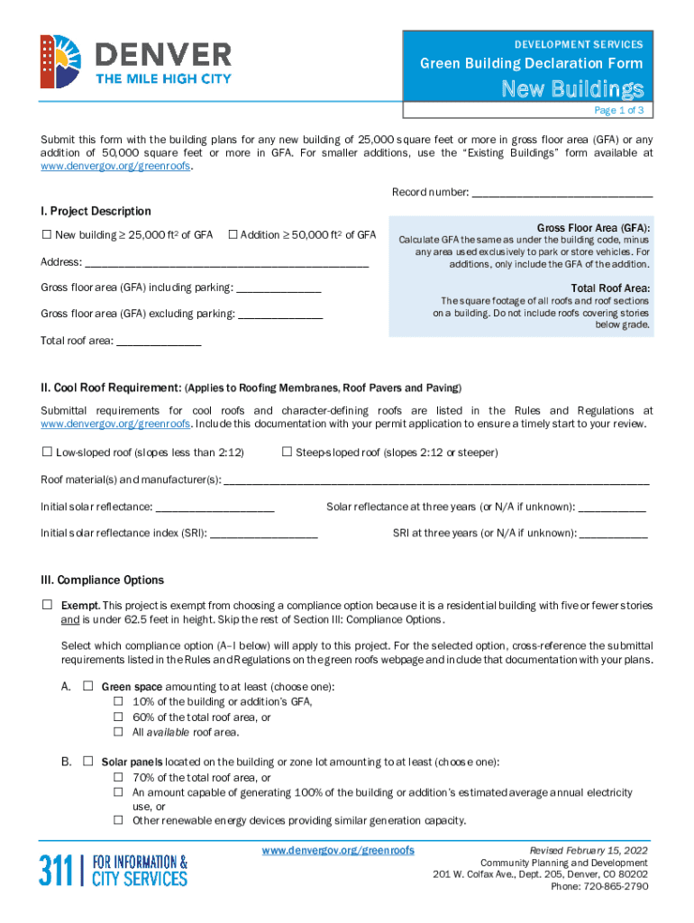 Fillable Online Green Buildings Declaration form for new buildings Fax ...