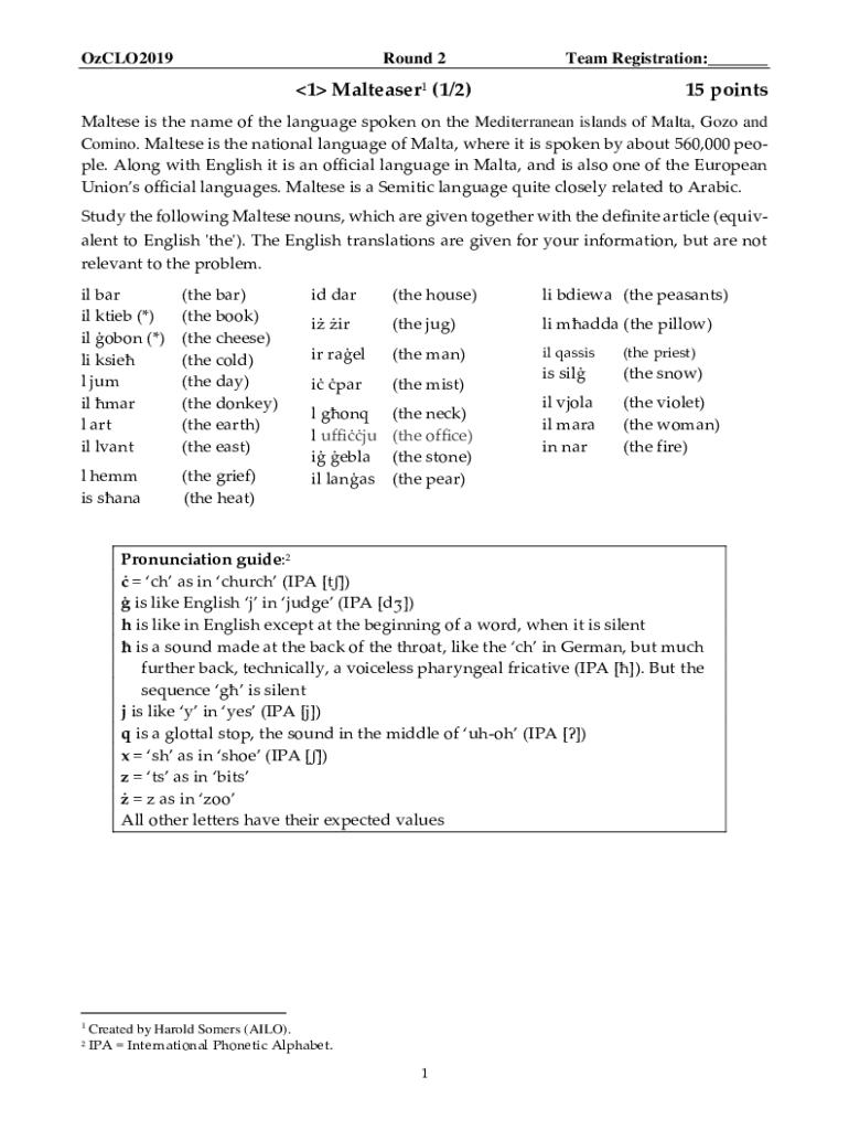 Fillable Online ozclo org The Maltese language and other languages ...