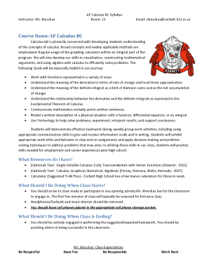 Fillable Online corbett k12 or SAMPLE SYLLABUS #1 AP Calculus BC Fax ...