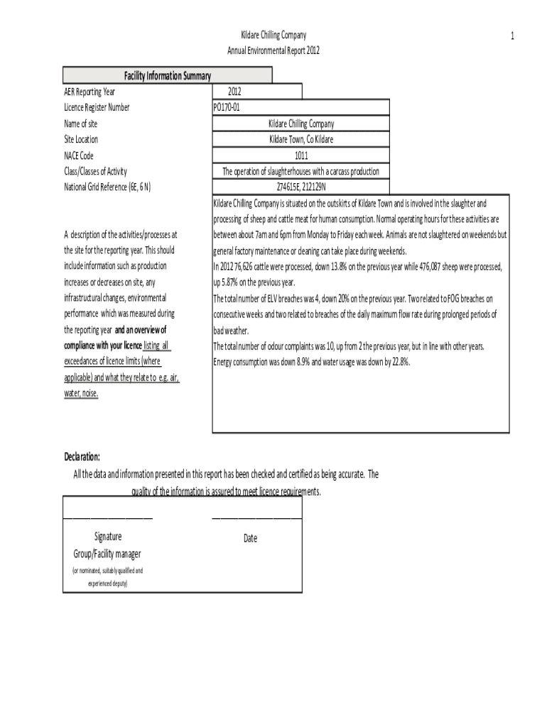 Fillable Online Installation Information Summ AER Reporting Year ...