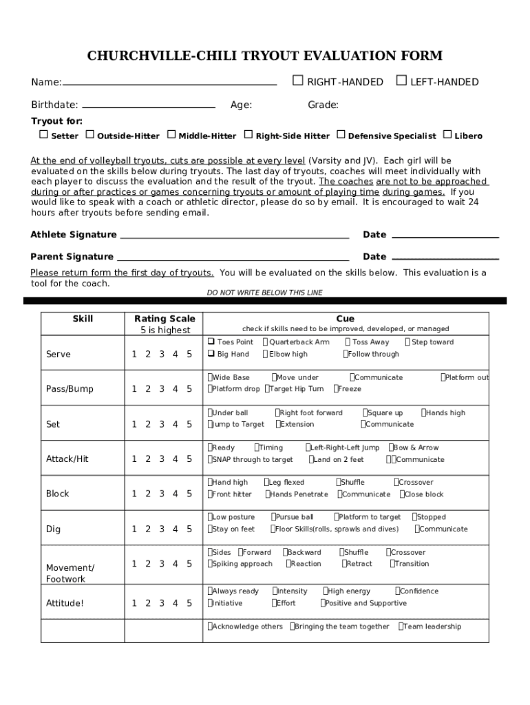 Competitive Edge Volleyball: Try-Out Doc Template | pdfFiller