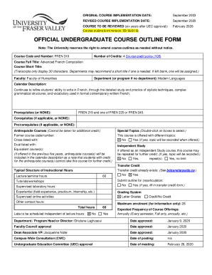 Fillable Online Course Code and Number: FREN 319 Fax Email Print - pdfFiller