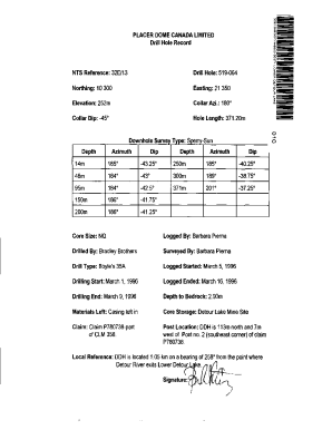 Fillable Online UNTITLED DH LOG. DIAMOND DRILLING Fax Email Print ...