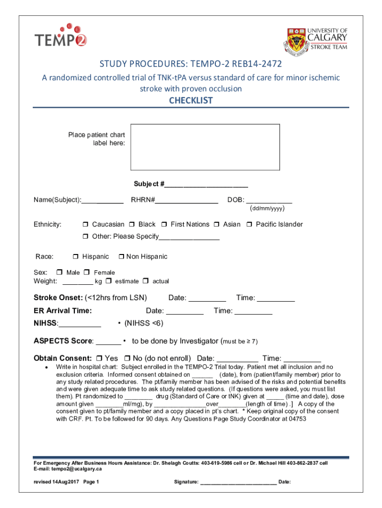 Fillable Online cumming ucalgary TNK-tPA Evaluation for Minor Ischemic ...