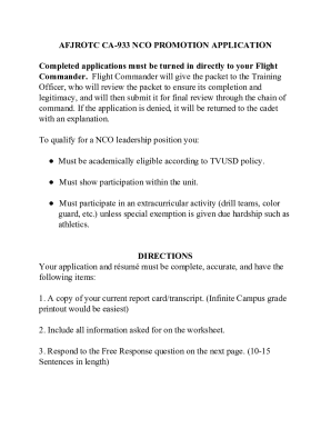 Fillable Online afjrotc ca-933 nco promotion application Fax Email ...