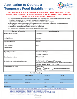 Fillable Online Application to Operate a Temporary Food Establishment ...