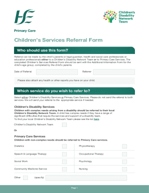 Fillable Online Children's Services Referral Form. Children's Services Referral Form Fax Email ...