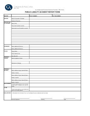 Fillable Online PUBLIC LIABILITY ACCIDENT REPORT FORM Fax Email Print ...