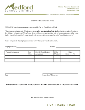 Fillable Online OSEA Out of Classification Form Fax Email Print - pdfFiller