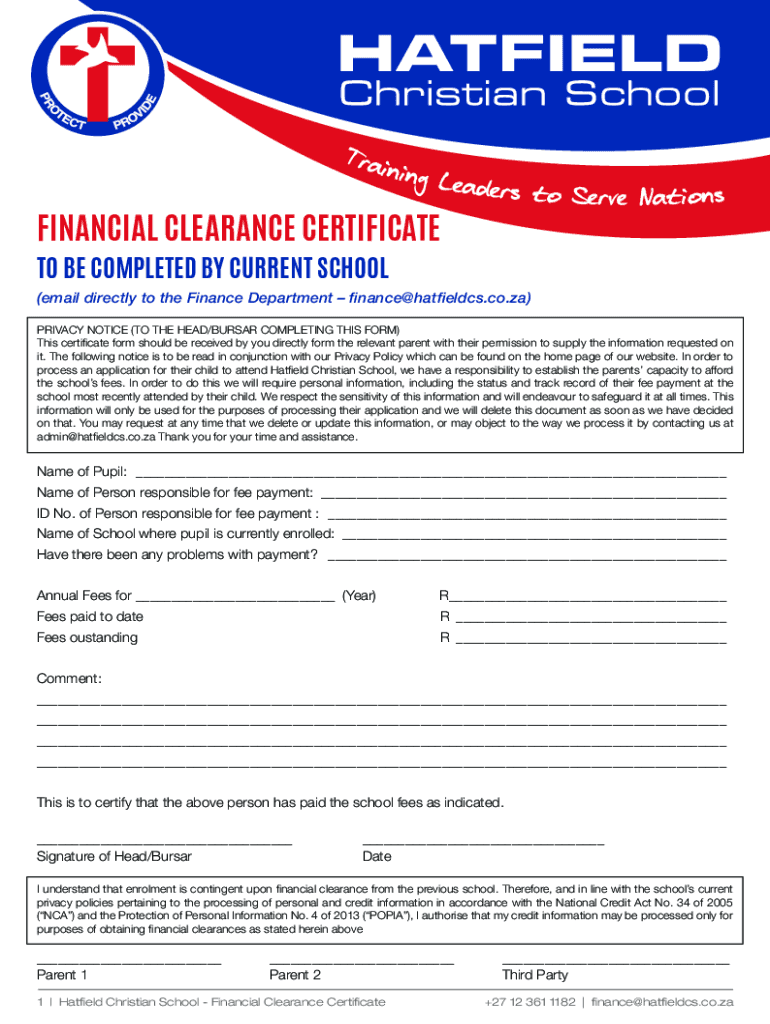 Fillable Online financial clearance certificate Fax Email Print - pdfFiller