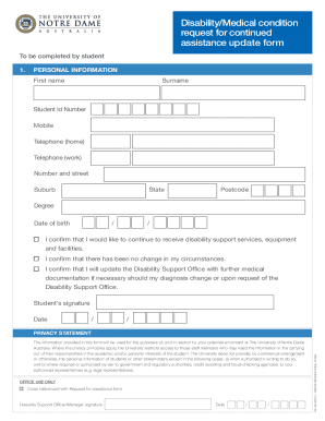 Fillable Online Disability/Medical condition request for continued ...