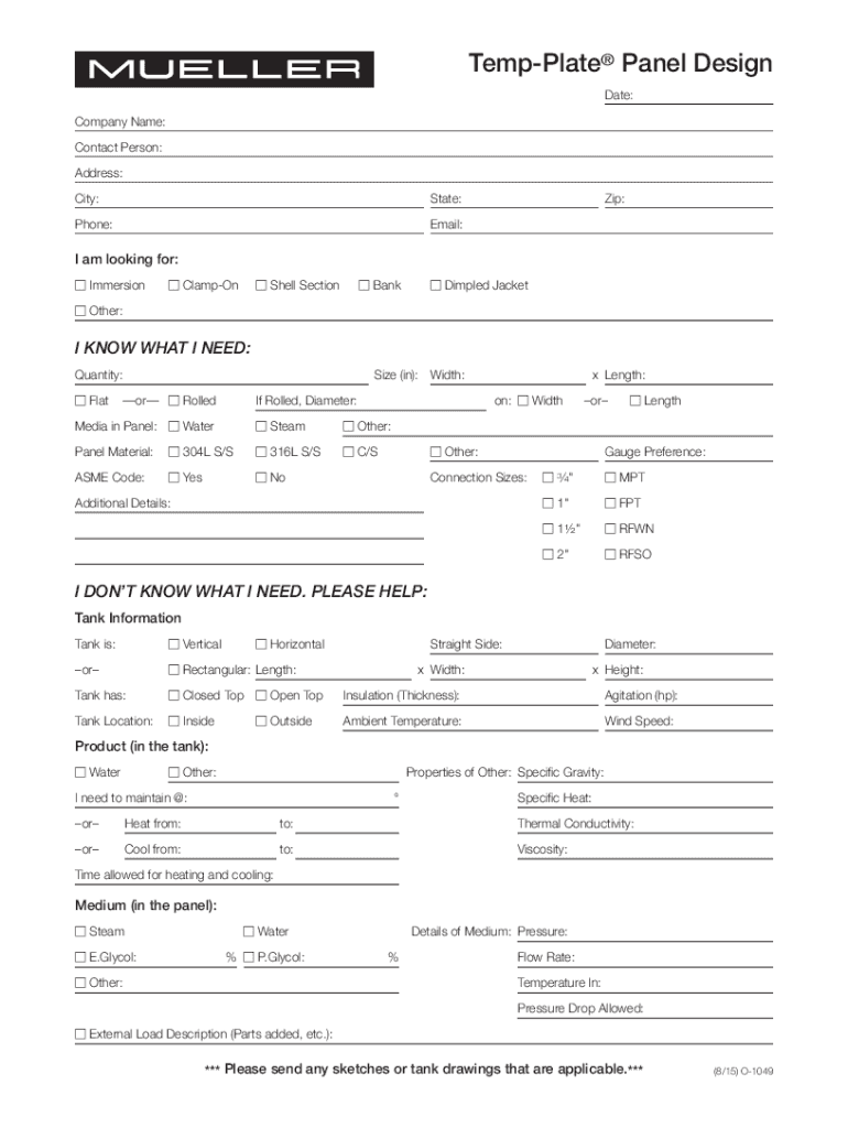 Fillable Online O-1049 Paul Mueller Company Temp-Plate Panel Design ...