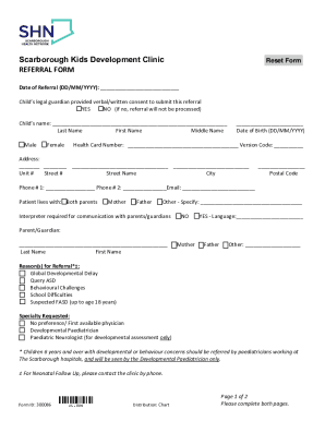 Fillable Online Scarborough Kids Development Clinic REFERRAL FORM Fax ...