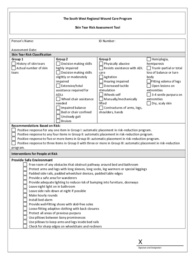 Fillable Online Skin tears and risk factors assessment: a systematic ...