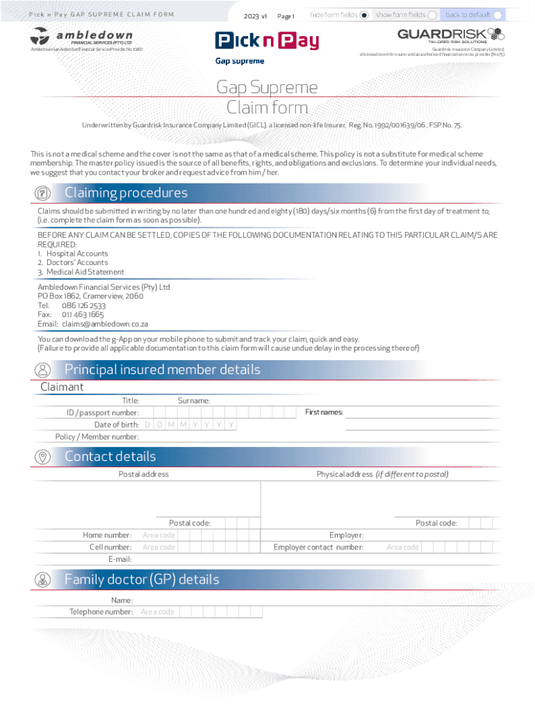 Fillable Online Gap Supreme Claim form Fax Email Print - pdfFiller
