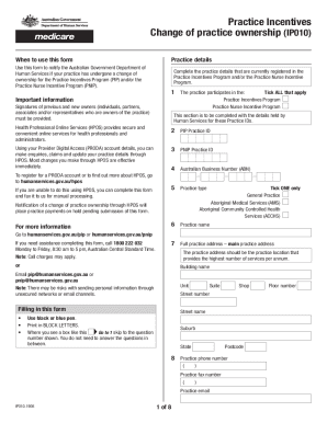 Fillable Online Practice Incentives Change of practice ownership form ...