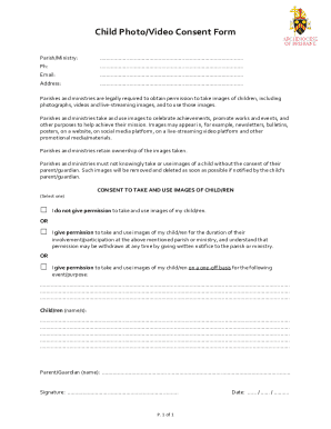 Fillable Online brisbanecatholic org Child Photo/Video Consent Form Fax ...