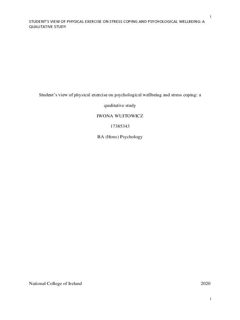 Fillable Online The Impacts of Physical Exercise on Stress Coping and ...