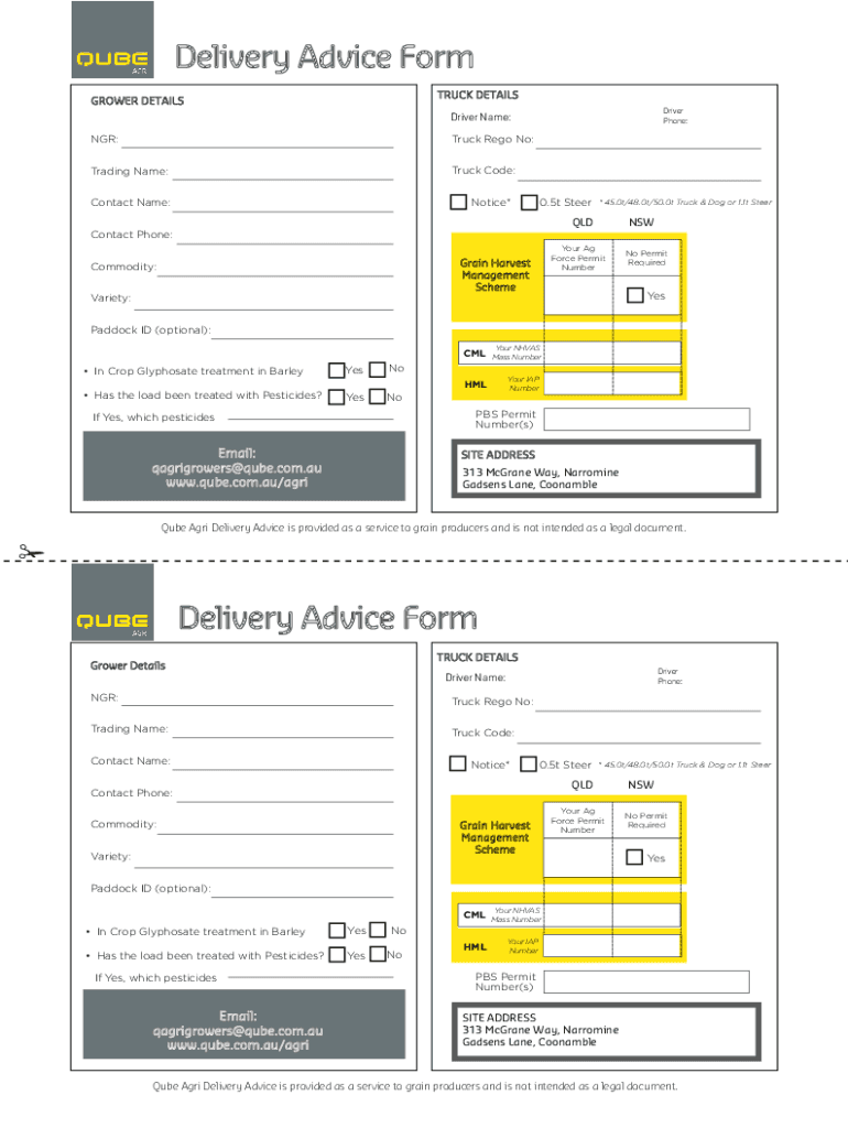 Fillable Online Delivery Advice Form Fax Email Print - pdfFiller