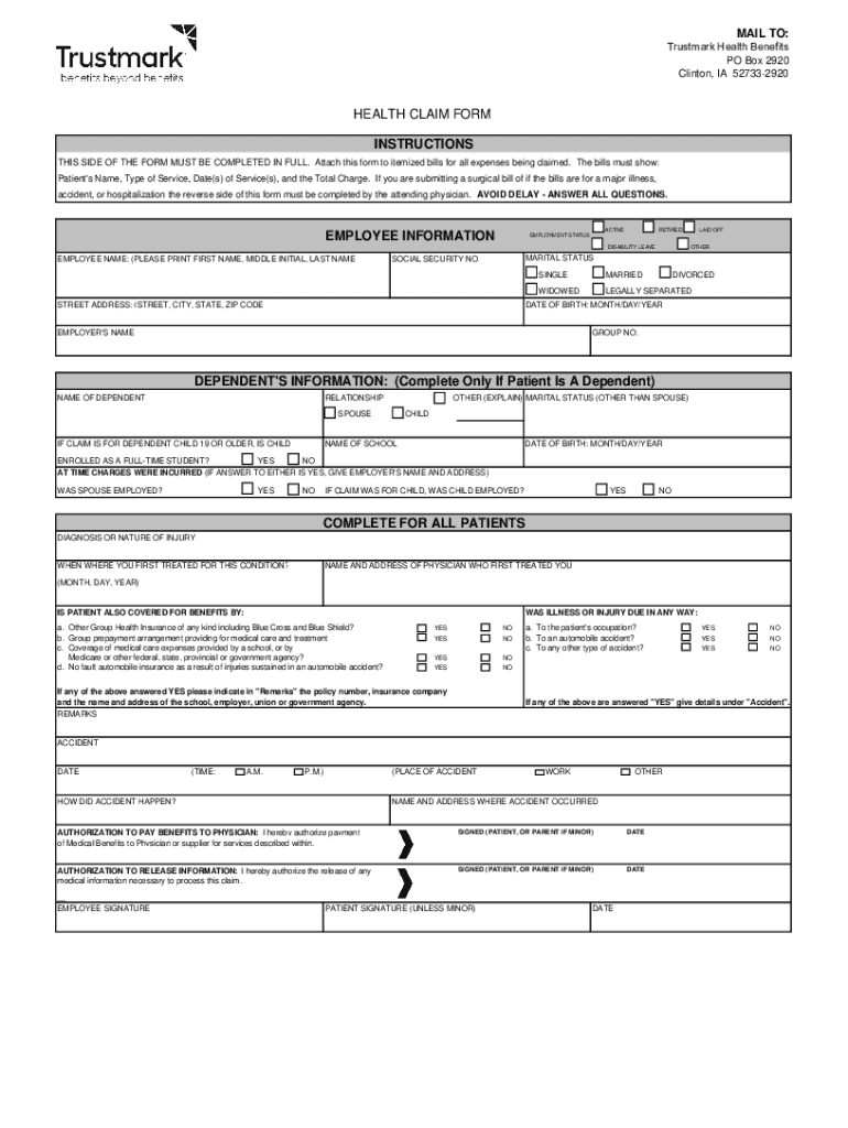 Fillable Online CLAIM FORM Iowa Address-no flex Fax Email Print - pdfFiller