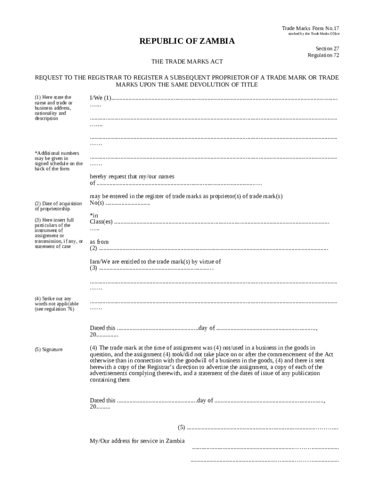 Trade Marks No.17 Doc Template | pdfFiller