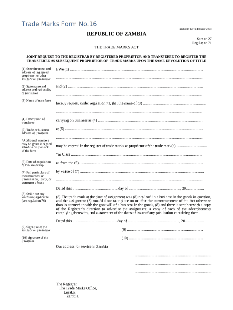 Trade Marks No.12 Doc Template | pdfFiller