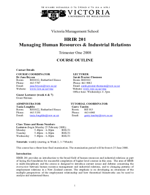 Fillable Online HRIR 201 Managing Human Resources & Industrial ...