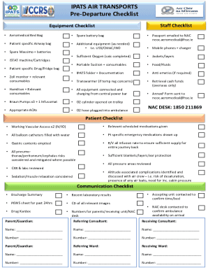 Fillable Online IPATS AIR TRANSPORTS Pre-Departure Checklist Fax Email ...