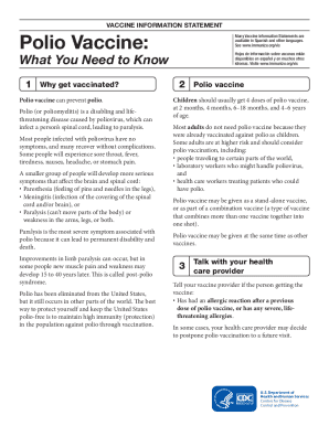Fillable Online Vaccine Information Statement. Vaccine Information ...