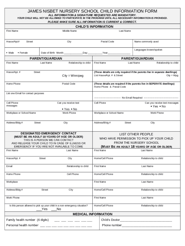 james nisbet nursery school child ination Doc Template | pdfFiller