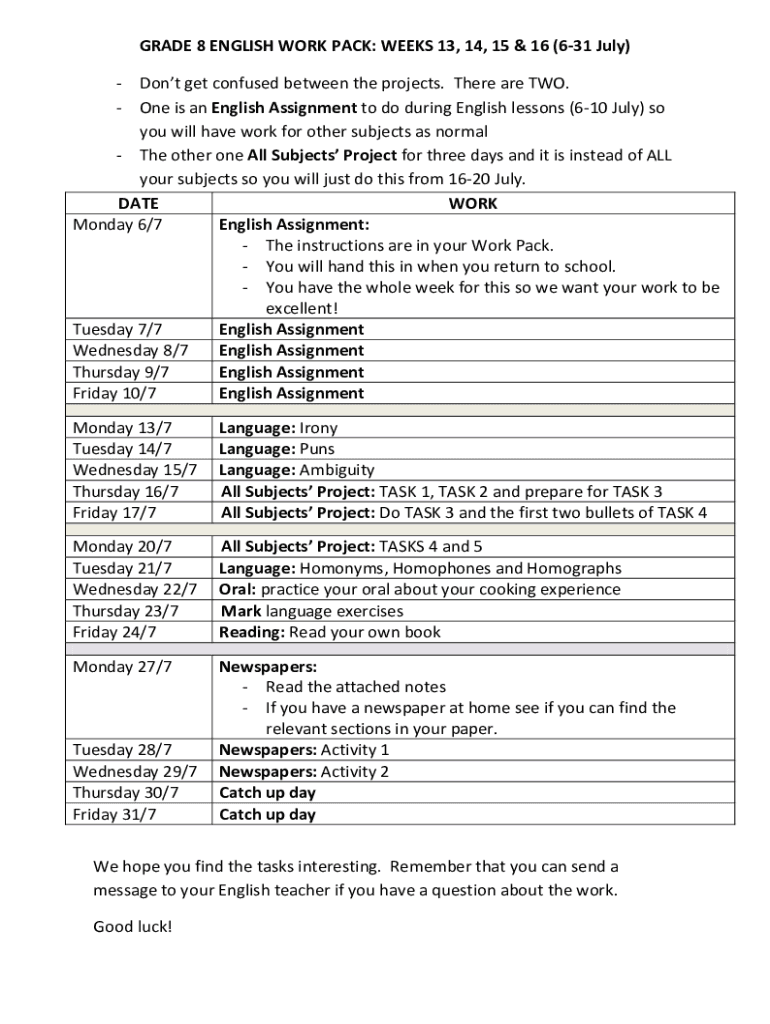 Fillable Online English workbook 2022 grade 8... worksheet no. 13, 14 ...