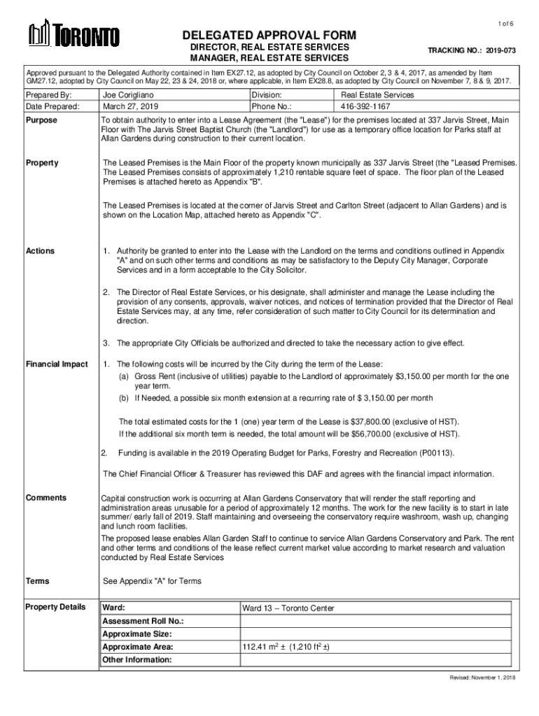 Fillable Online To obtain authority to enter into a Lease Agreement ...