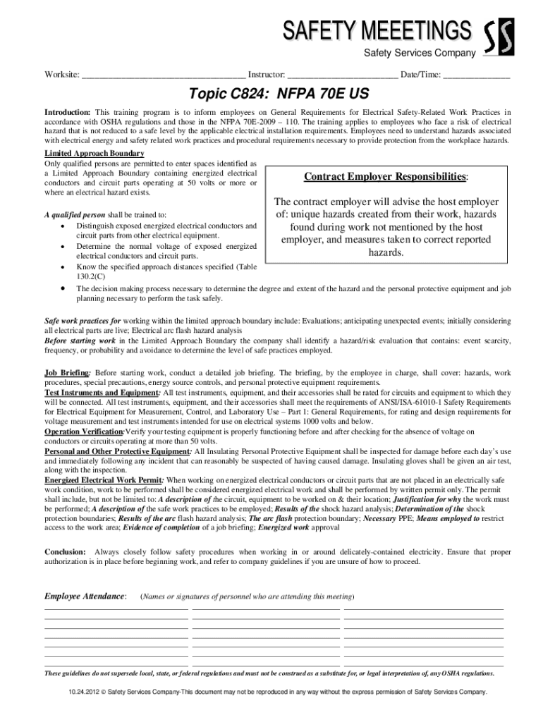 Fillable Online A Better Understanding of NFPA 70E: Setting Up an ...