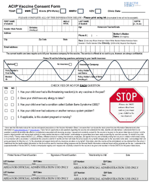 Fillable Online ACIP Vaccine Consent Form Fax Email Print - pdfFiller