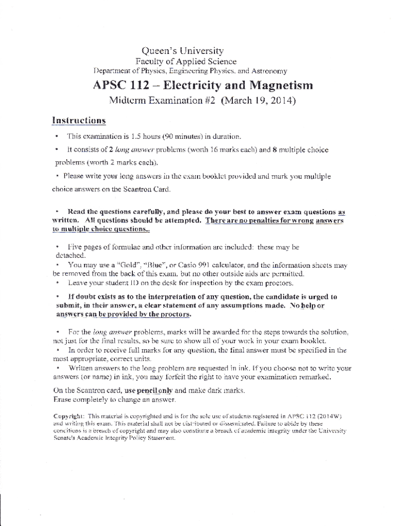 Fillable Online 203-NYB-05 Electricity & Magnetism Sample Final Exam ...