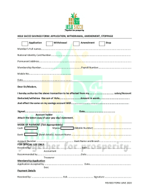 Fillable Online HELB SACCO SAVINGS FORM: APPLICATION, WITHDRAWAL ... Fax Email Print - pdfFiller