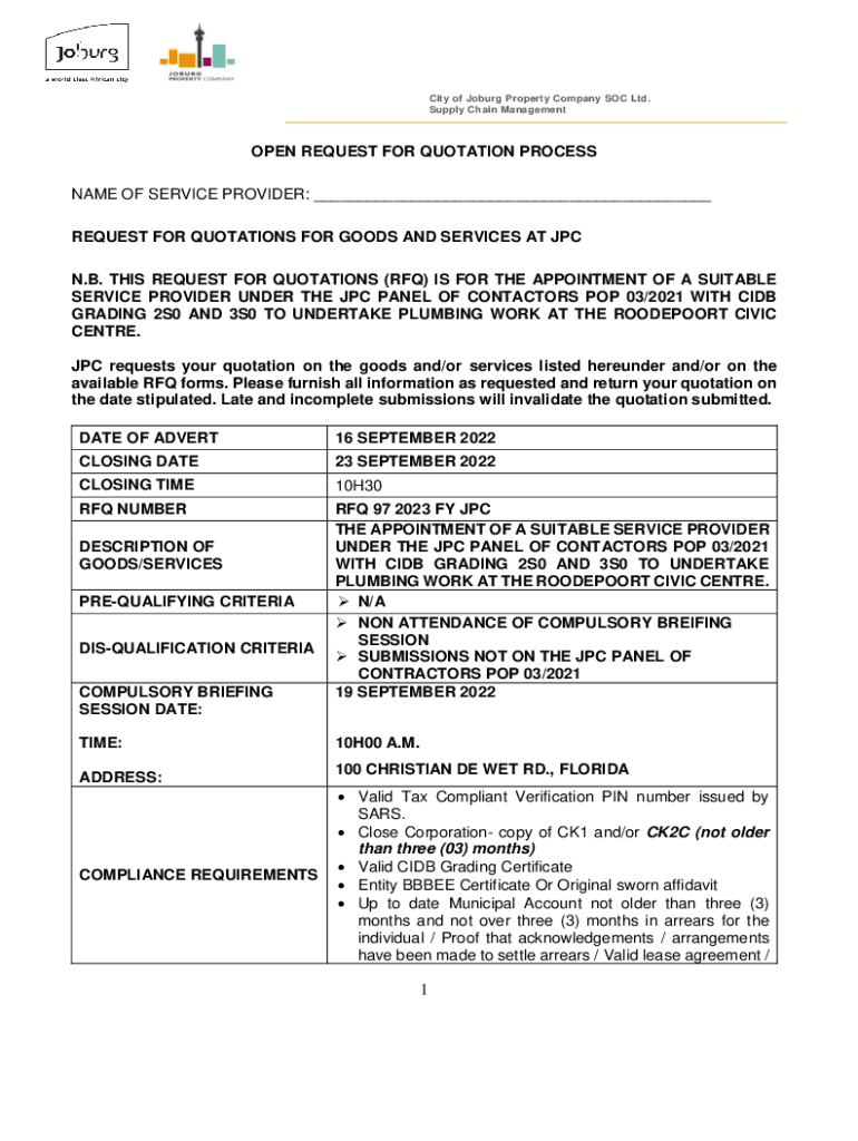 Fillable Online jhbproperty co SERVICE PROVIDER UNDER THE JPC PANEL OF CONTACTORS POP 03/2021 ...