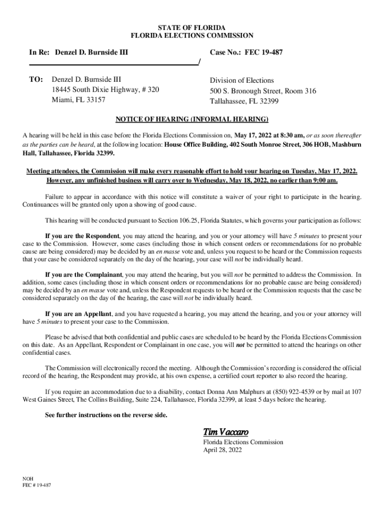 Fillable Online In Re: Denzel D. Burnside III Fax Email Print - pdfFiller