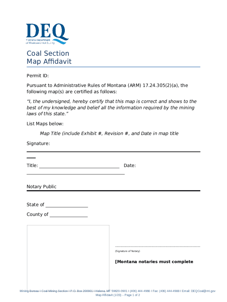 Map Affidavit - deq mt Doc Template | pdfFiller
