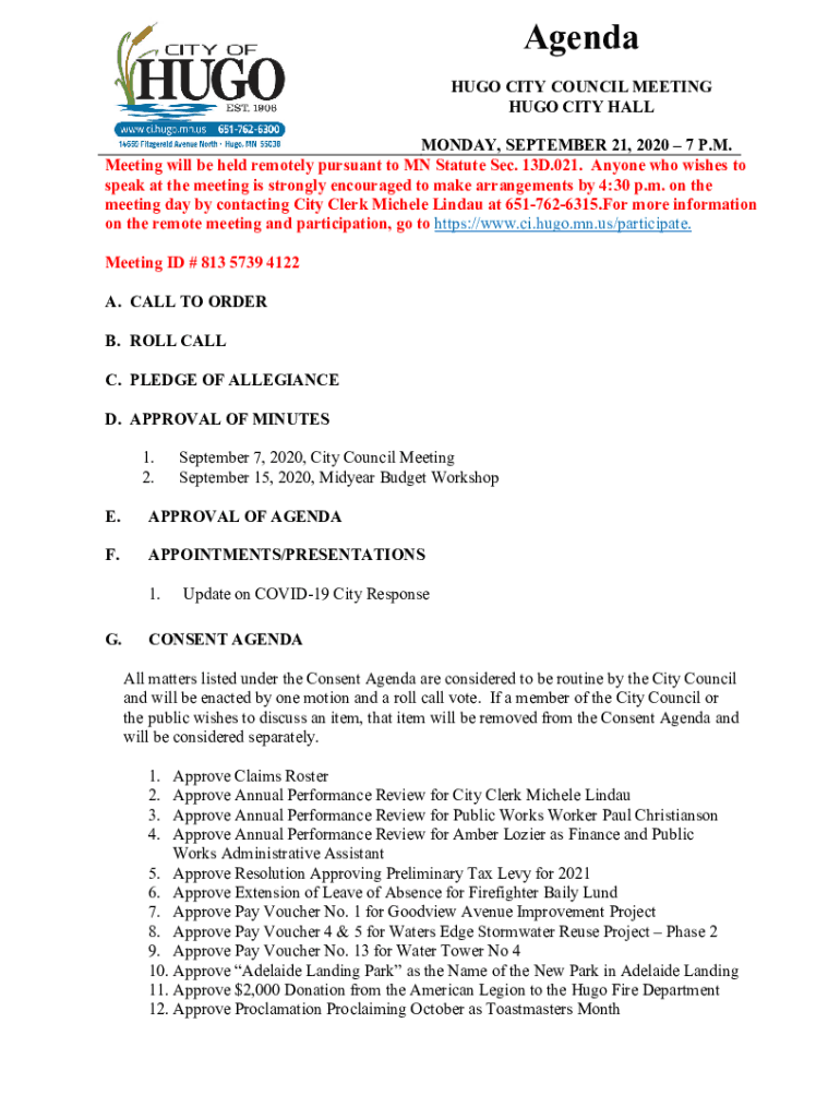 Fillable Online Welcome from the Mayor - City of Hugo Fax Email Print ...