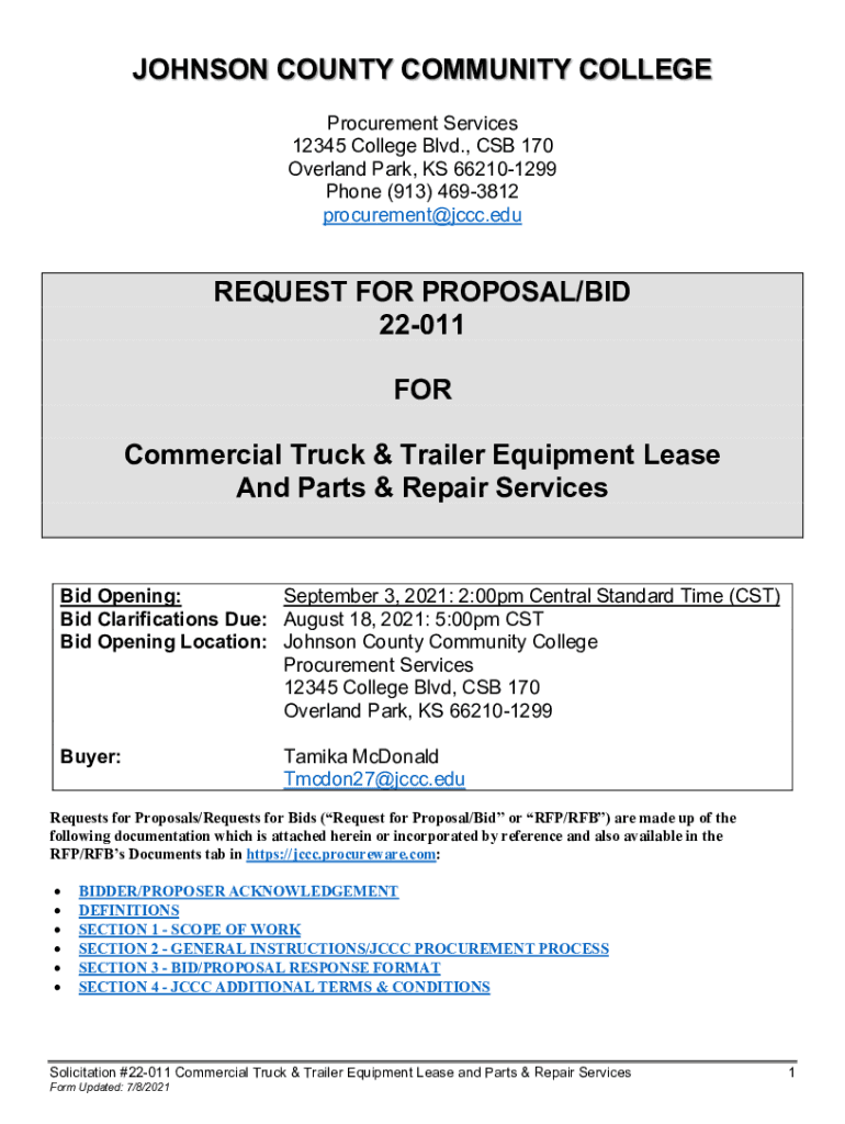 Fillable Online Request for Proposal/Bid 22-011 for Commercial Truck ...